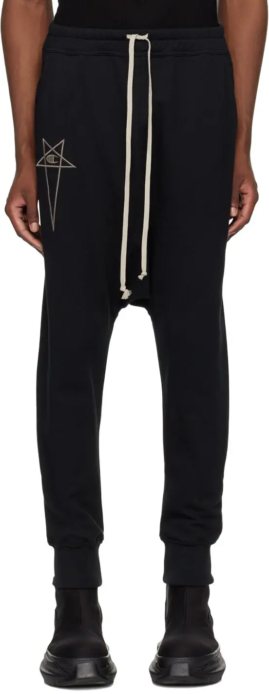 Rick Owens Black Champion Edition Sweatpants In 09 Black - 70% Off 