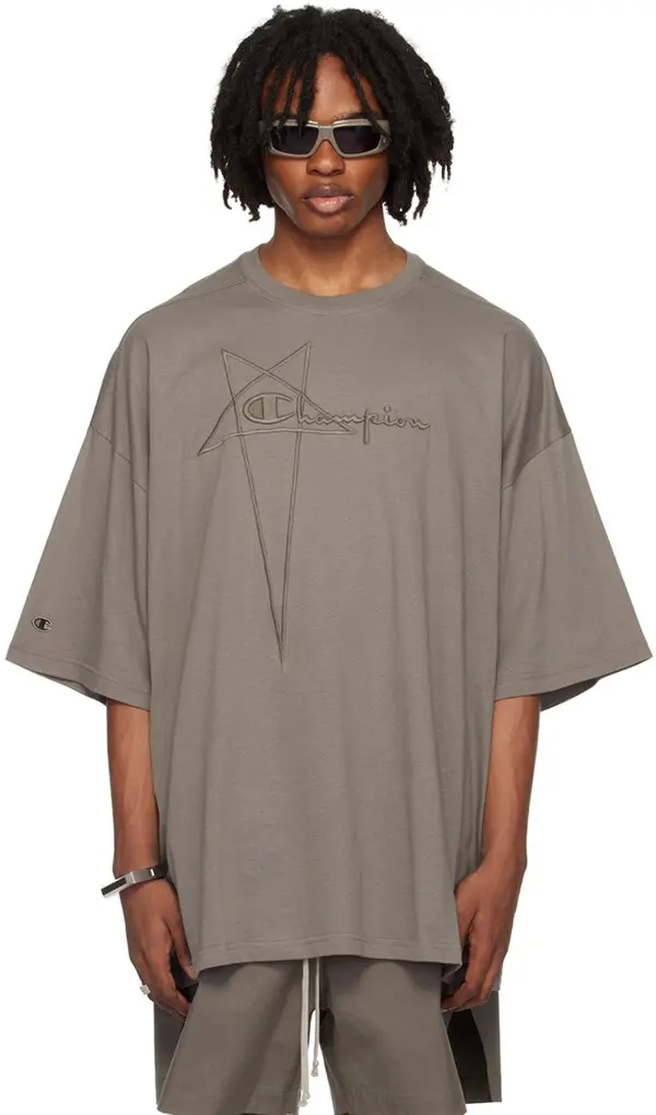 Rick Owens Gray Champion Edition Tommy T-Shirt In 34 Dust - 53 