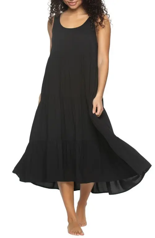 Felina Isabella Tiered Challis Nightgown - Black