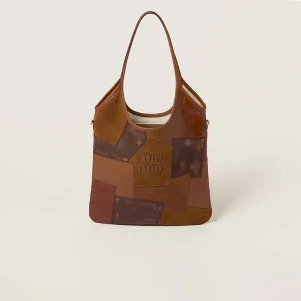 Miu Miu Ivy Leather Patchwork Bag - Cognac