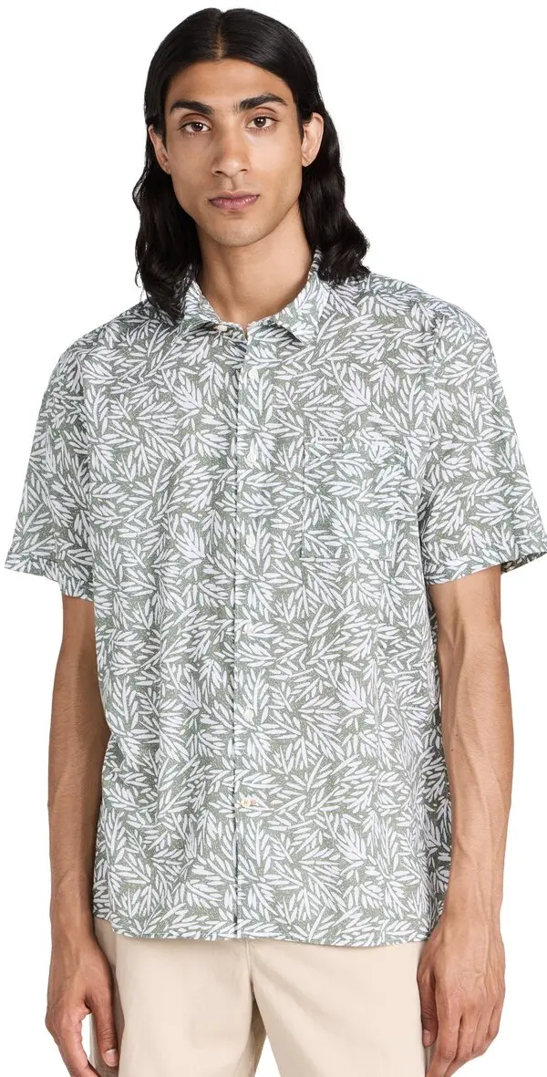Barbour Jackstone Regular Short Sleeve Printed Summer Shirt In Pea 