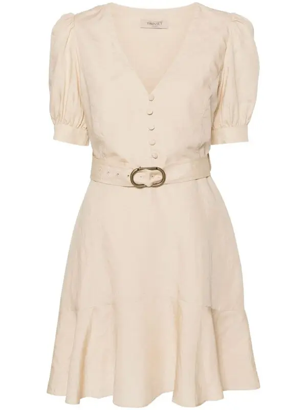 TWINSET Puff-sleeved Flared Midi Dress