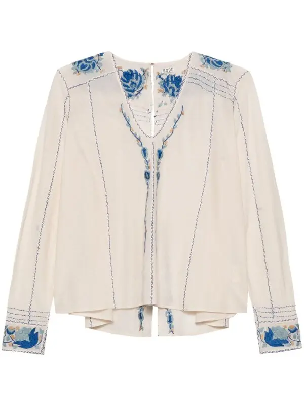 BODE Cornflower Embroidered Blouse