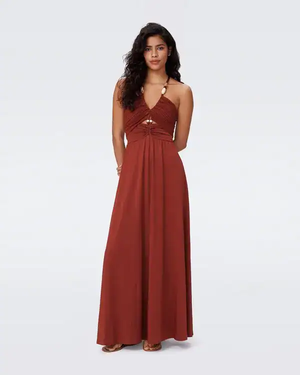 Buy Diane Von Furstenberg Caty Maxi Dress - Chestnut At 60% Off |  Editorialist