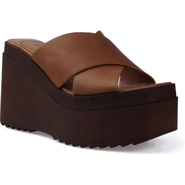 CANDIE'S Galina Platform Wedge Sandal - Tan