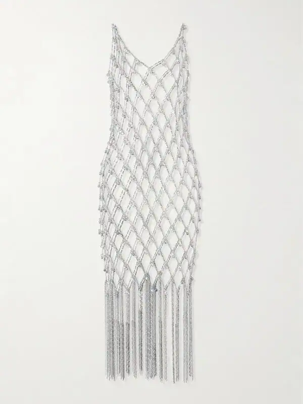 Rabanne Crystal-Embellished -Tone Chainmail Midi Dress - Silver ...