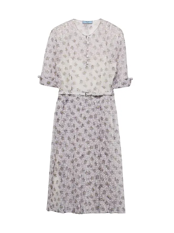 Prada Printed Nylonette Dress - Neutral | Editorialist