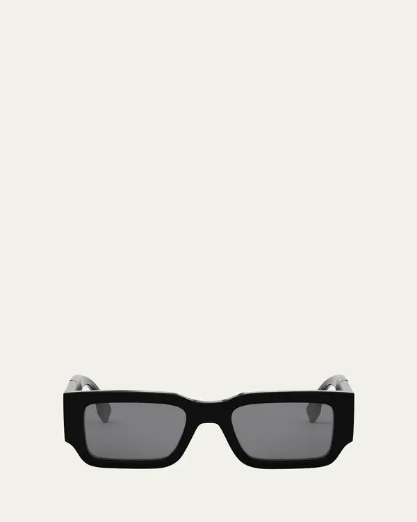 Fendi Rectangle Acetate Sunglasses - Shiny Black Smoke