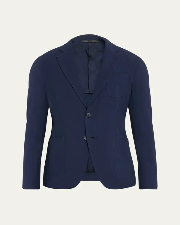 Giorgio Armani Textured Suit Separate Jacket - Solid Dark Blue