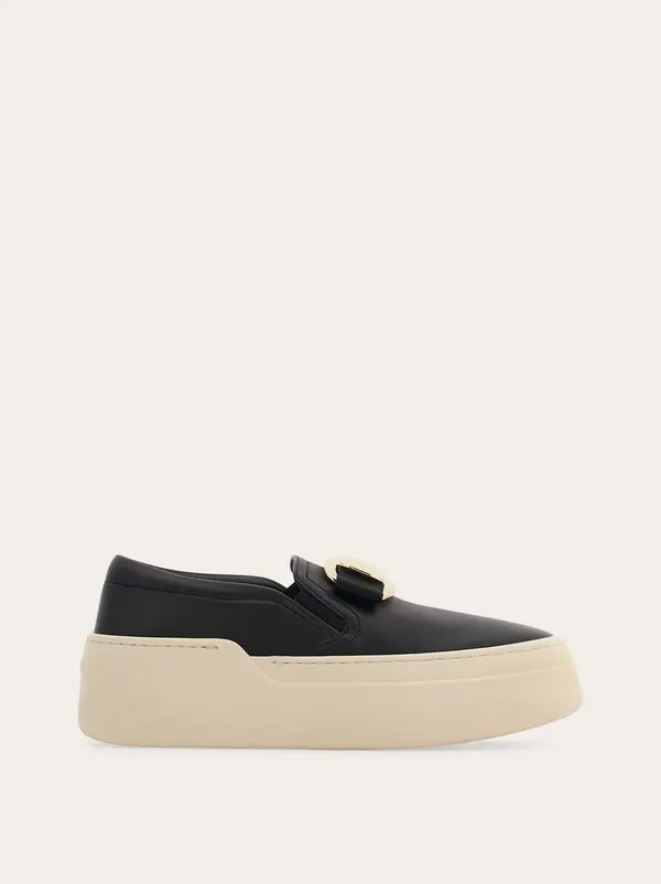 FERRAGAMO Vara Plate Slip-on Sneakers - Black