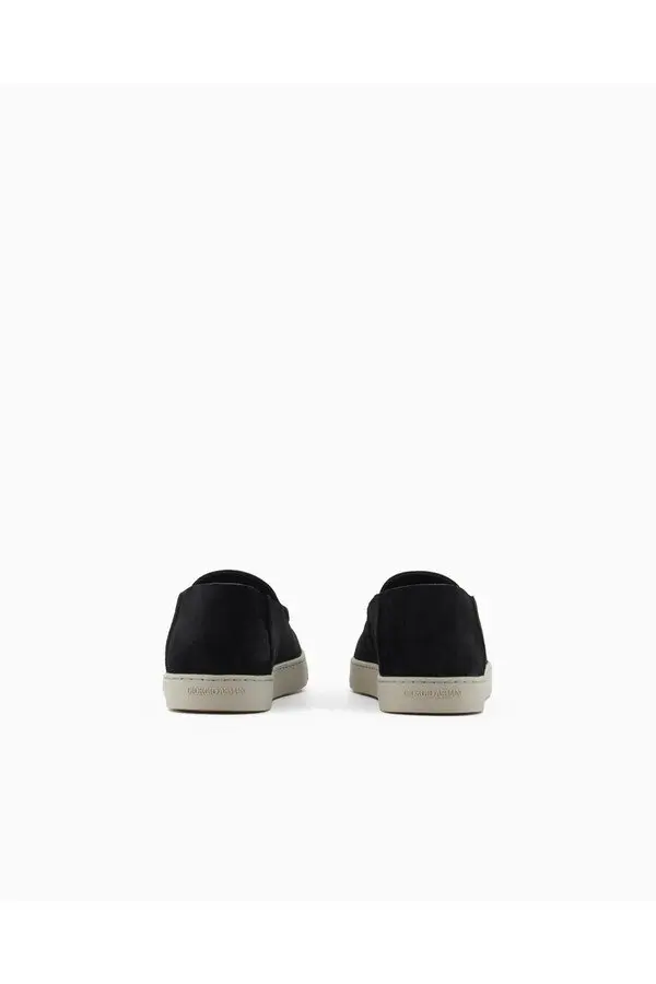 Giorgio Armani Suede Slip-ons - Black