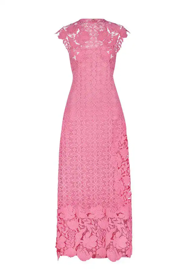 Lela Rose Lace Sleeveless Pencil Dress In Pink 75% Off