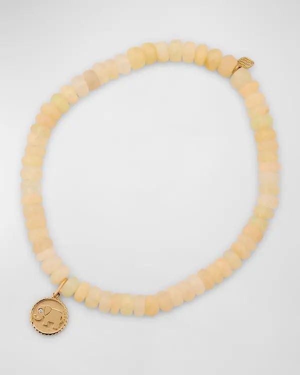 SYDNEY EVAN 14k Yellow Elephant Charm Opal Beaded Bracelet