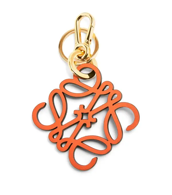 Loewe Leather Anagram Charm - Orange