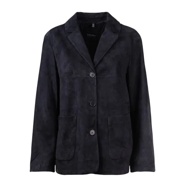 Buy Max Mara Suede Leather Jacket - Blue At 38% Off | Editorialist
