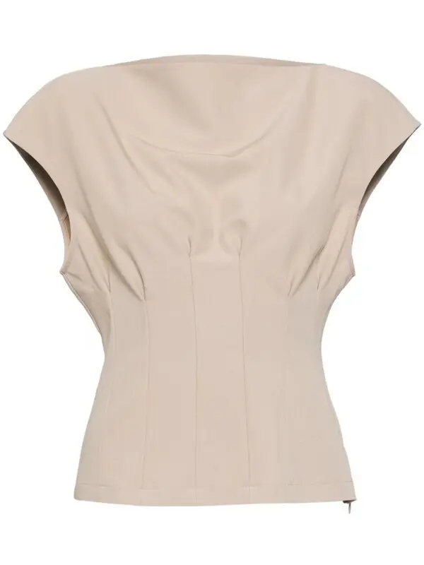 Goen.j Ruched-detailing Sleeveless Top - Neutrals