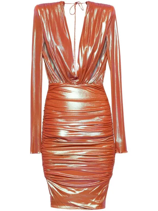 Alexandre Vauthier Draped-detail Midi Dress - Orange