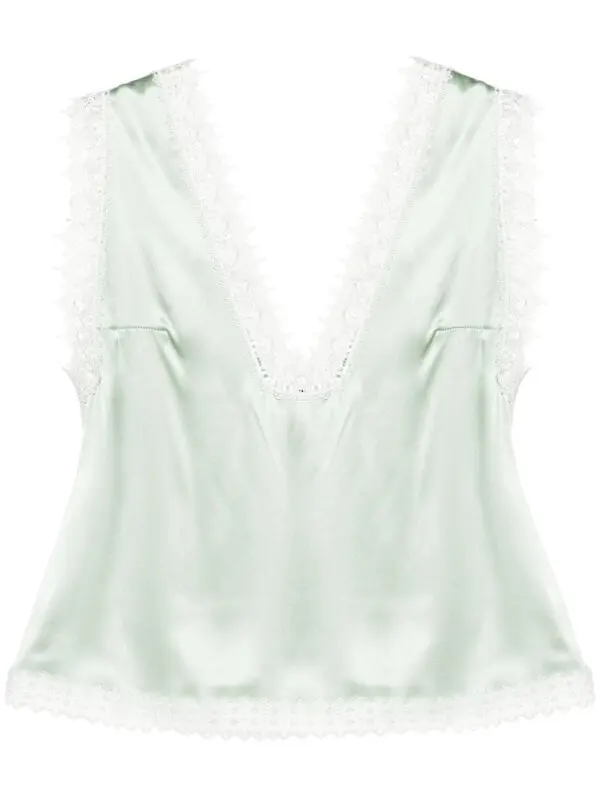 Viktor & Rolf Lace-trim Silk Camisole - Green