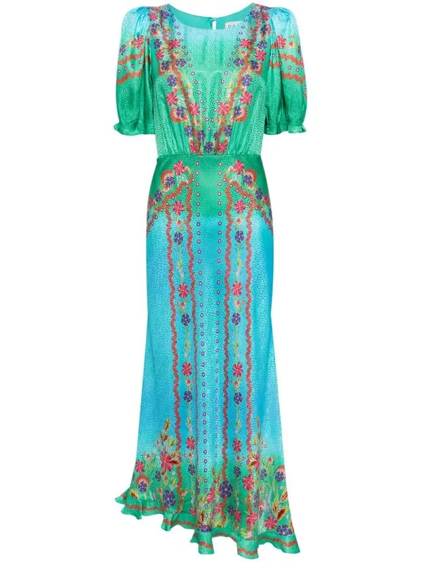 saloni vida green floral dress Cute Sage Green Short Homecoming Dress with Long Sleeves,Sexy Party Dr –  Simplepromdress main image 1