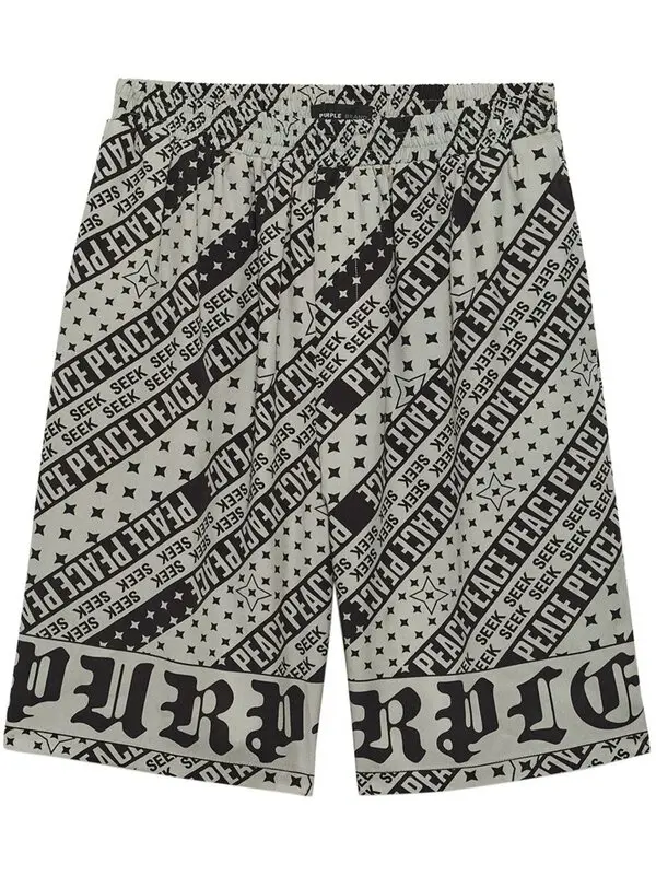 PURPLE BRAND Flag Bandana Bermuda Shorts - Grey
