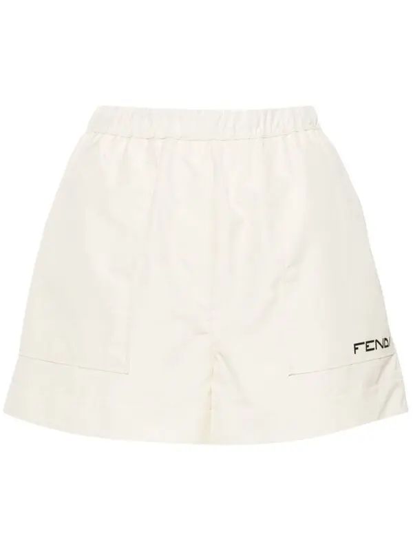 Fendi High-waist Shell Shorts - Neutrals