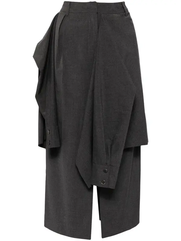 Goen.j Layered Midi Skirt With Shirt Detailing - Grey