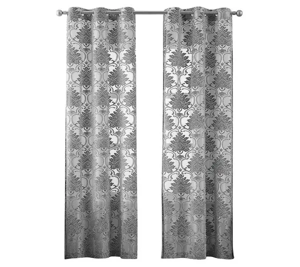 5TH AVENUE LUX Sophia Burn Out 37x96 Sheer Window Panel S/2