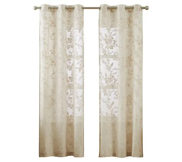 5TH AVENUE LUX Lark Burn Out 37x96 Sheer Window Panel 2pc Set
