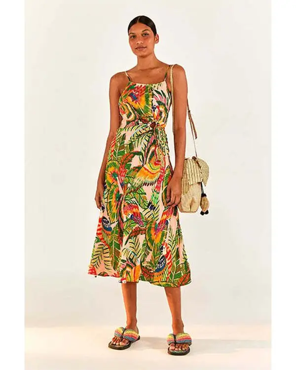 Buy Farm Rio Macaw Leaves Midi Dress - Nocolor At 60% Off | Editorialist