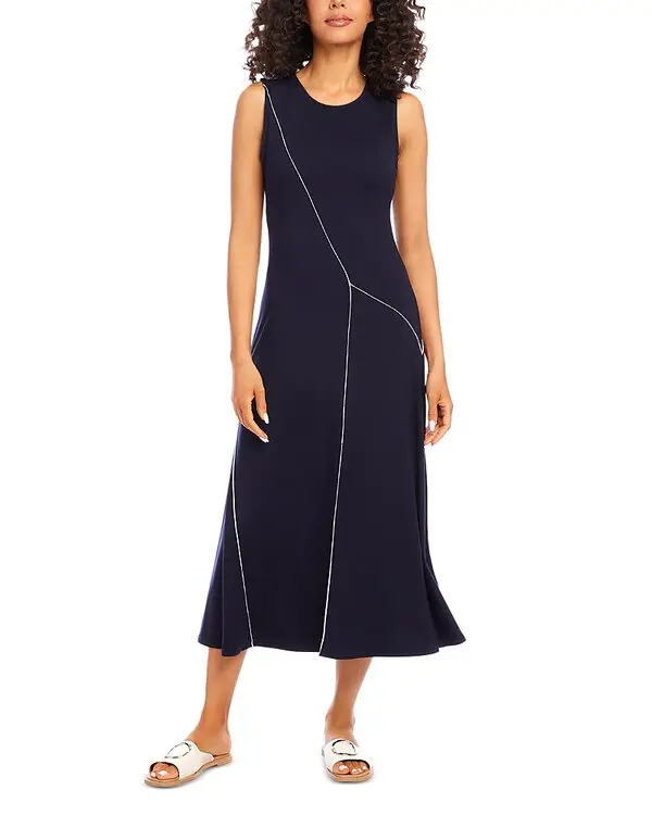 Karen Kane Reverse Seam Midi Dress - Navy