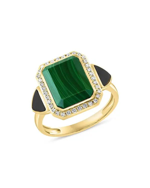 Bloomingdale'S Malachite, Onyx And Diamond Ring