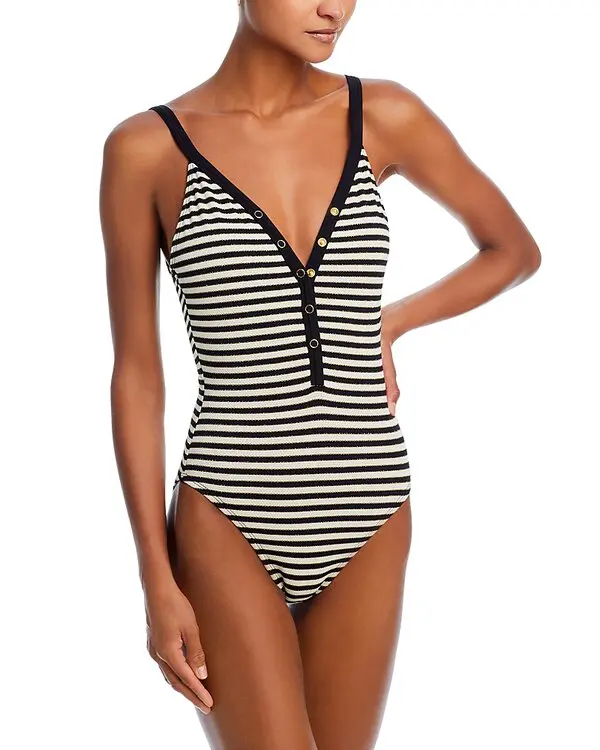 Robin Piccone Jules V Neck One Piece Swimsuit