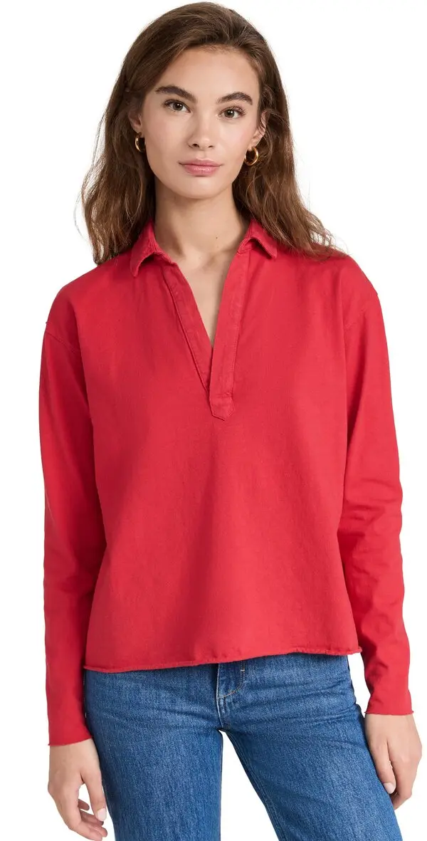 Frank & Eileen Popover Henley - Double Decker Red
