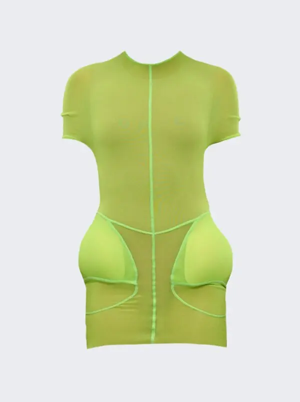 Jean Paul Gaultier X Shayne Oliver Mesh Mini Dress - Lime