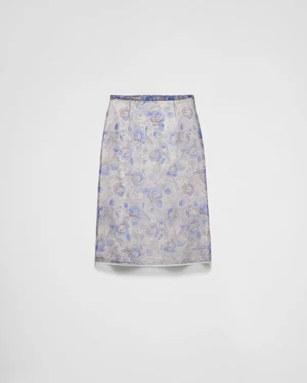 Prada Printed Nylonette Midi-skirt
