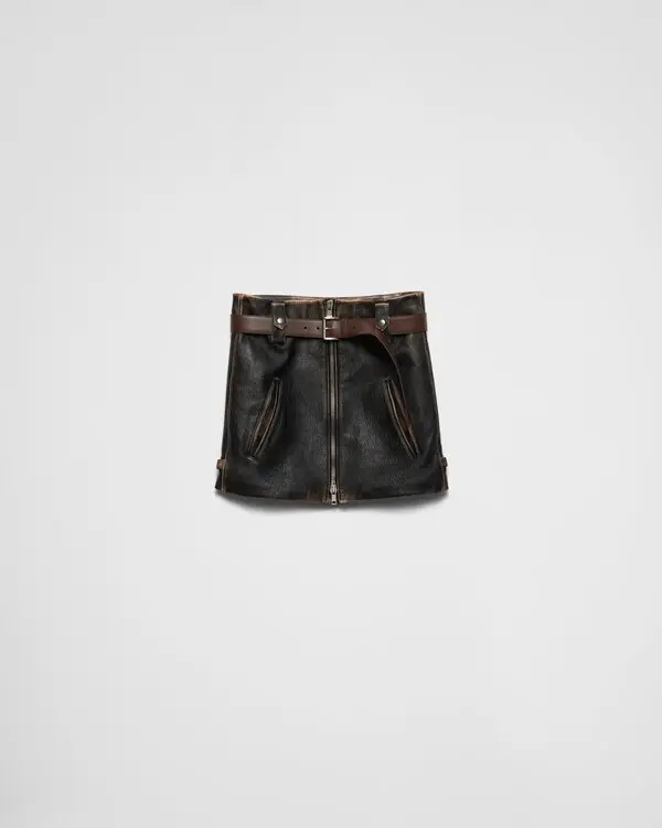 Prada Leather Miniskirt