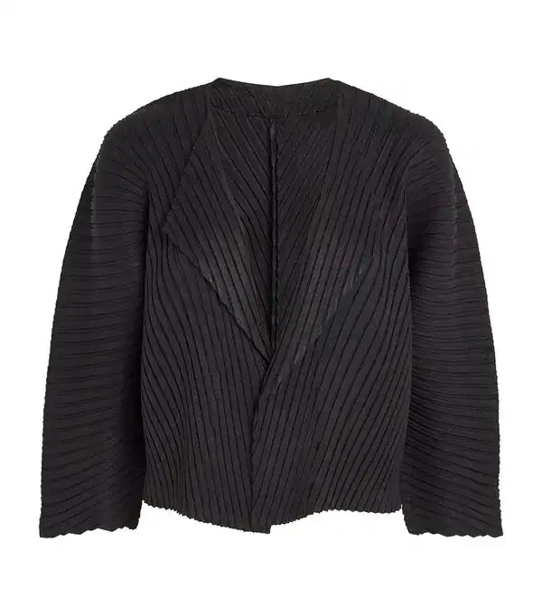 Issey Miyake Linen Like Pleats Cardigan In Black - 50% Off 
