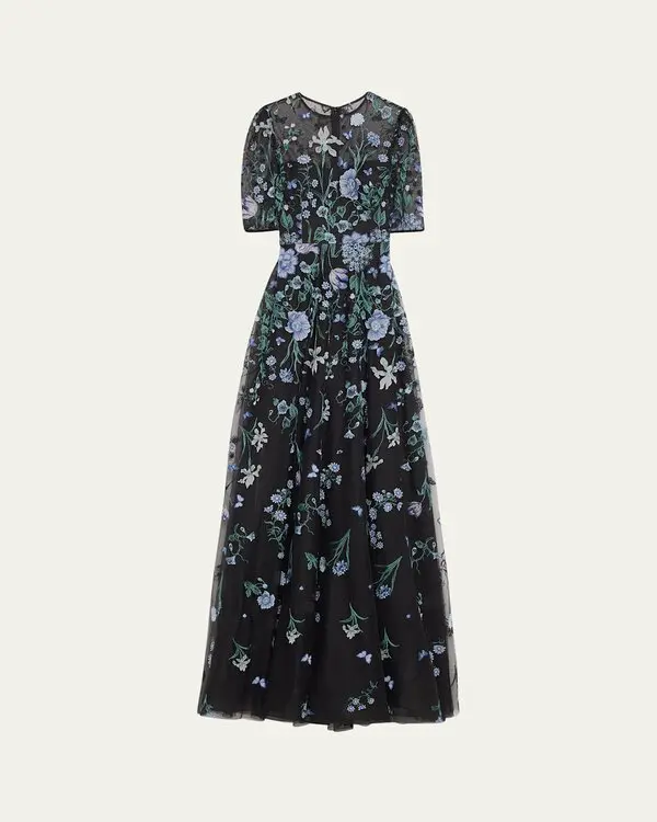 Rickie Freeman For Teri Jon Embroidered Tulle Gown