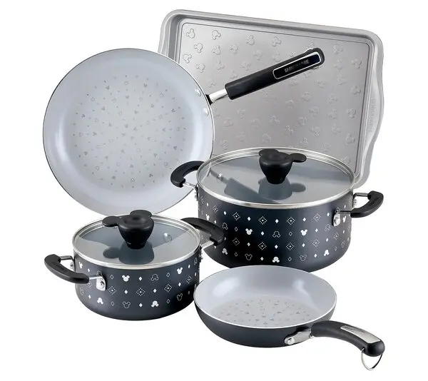 FARBERWARE 7 Piece Disney Monochrome Ceramic No Nstick Cookware