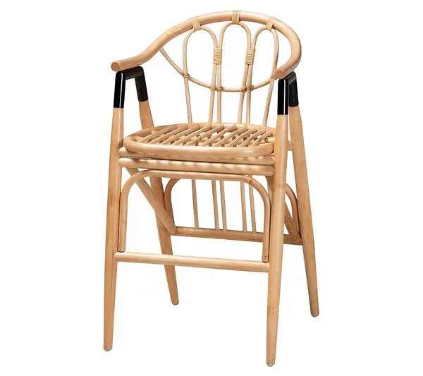 BAXTON STUDIO Bali & Pari Cyntia Natural Brown Rattan Counter Stool