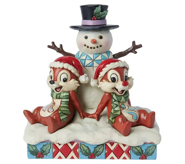 JIM SHORE Disney Traditions Chip And Dale With Snowman Fi Gurine