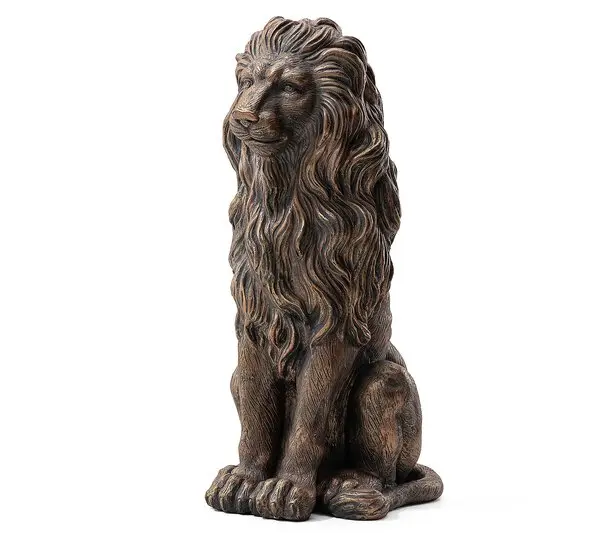 GLITZHOME 27.75' Mgo Sitting Lion Lawn Garden S Tatue Xl