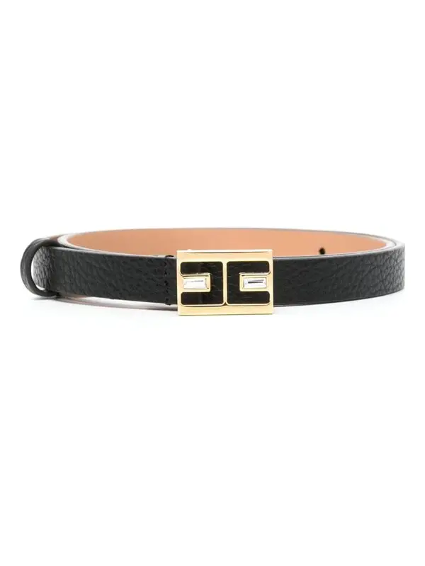 Elisabetta Franchi Logo-Buckle Leather Belt In Black 8% Off