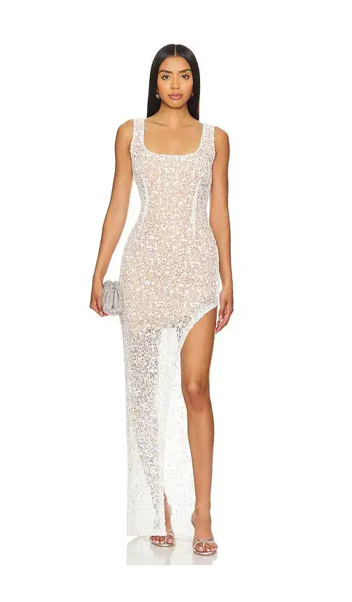 Nadine Merabi Louisa Maxi Dress - White | Editorialist