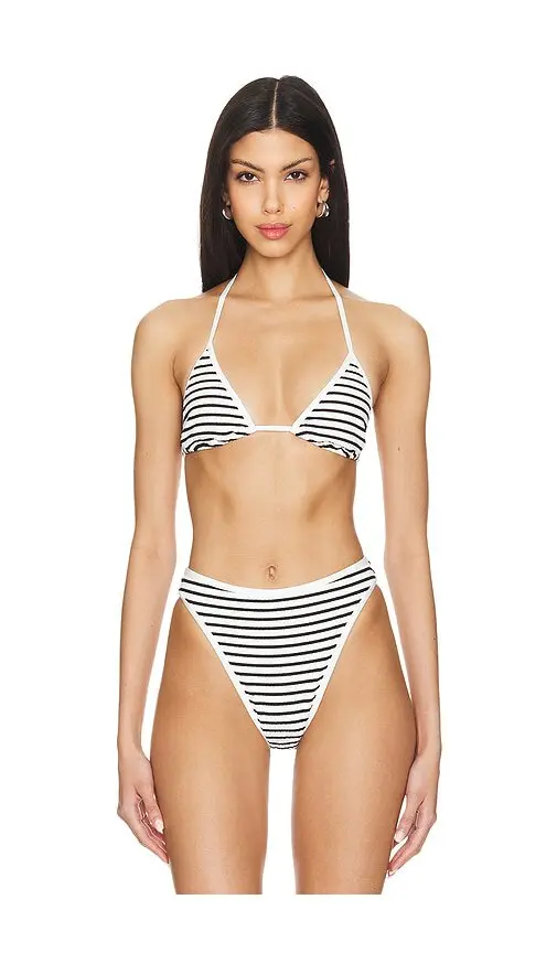 L*Space Lotus Triangle Bikini Top - Sailing Along Stripe