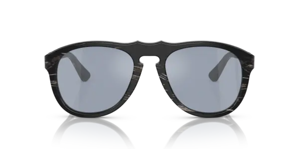 Persol 649 Horn Frame Sunglasses - Light Blue Mirror Silver