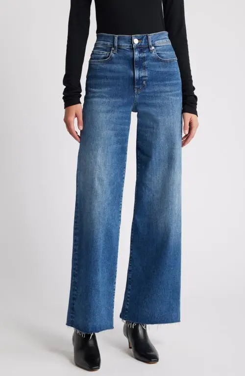 FRAME Le Slim Raw Fray Hem Palazzo Jeans - Mermaid