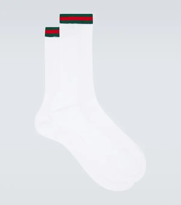 Gucci Web Stripe Cotton-blend Socks - White