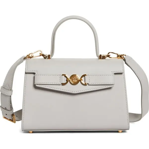 Versace Medusa Top Handle Bag - Pearl Grey-gold Versace