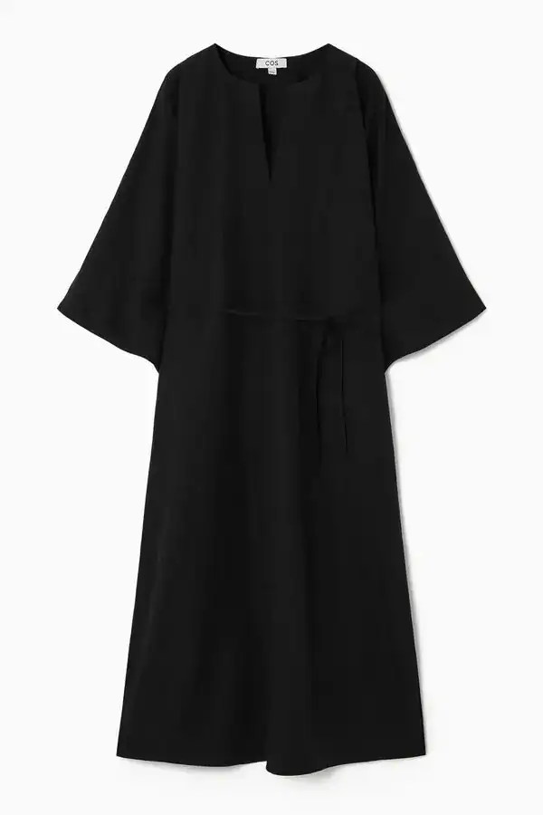 Oversized Kaftan Midi Dress - Yellow